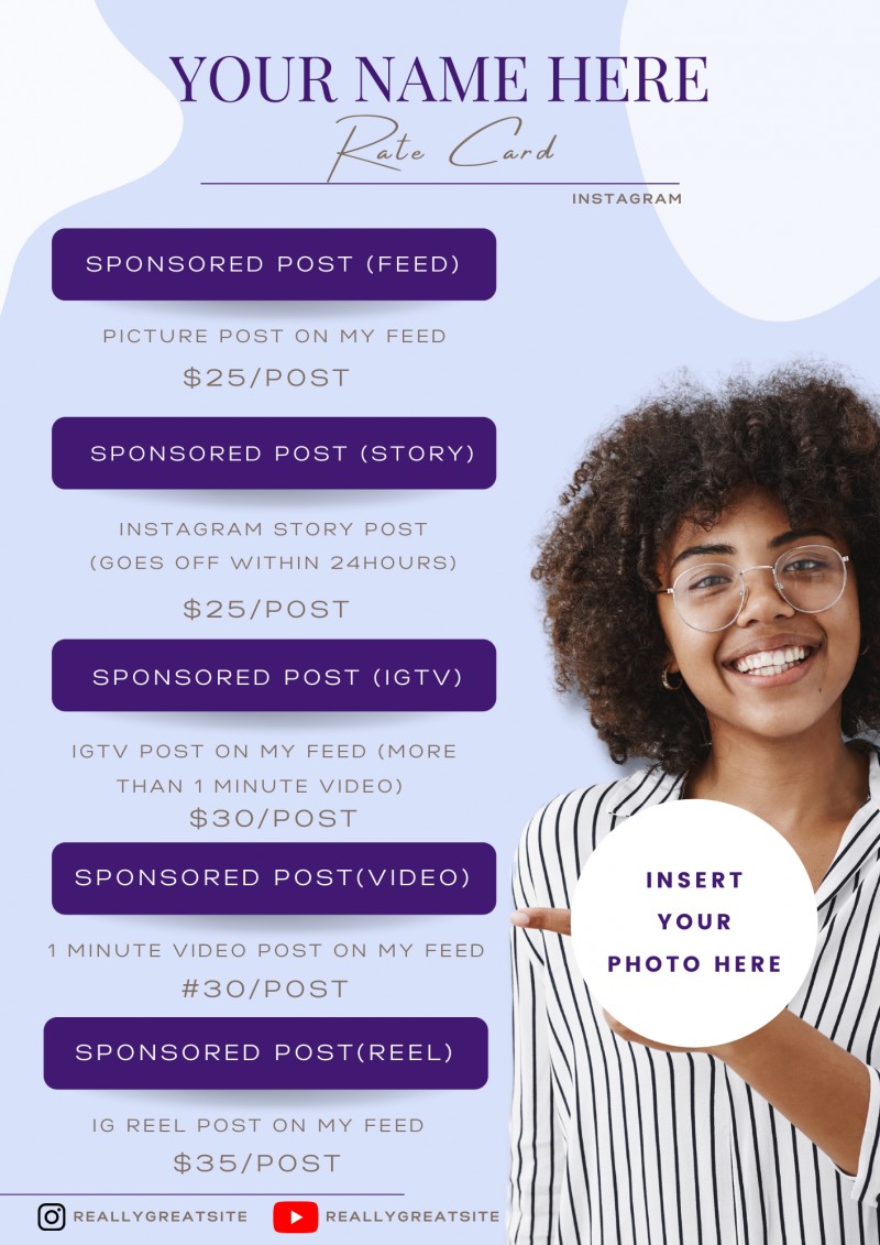 Buy Influencer Rate Card Template By Mena Nath On Selar co