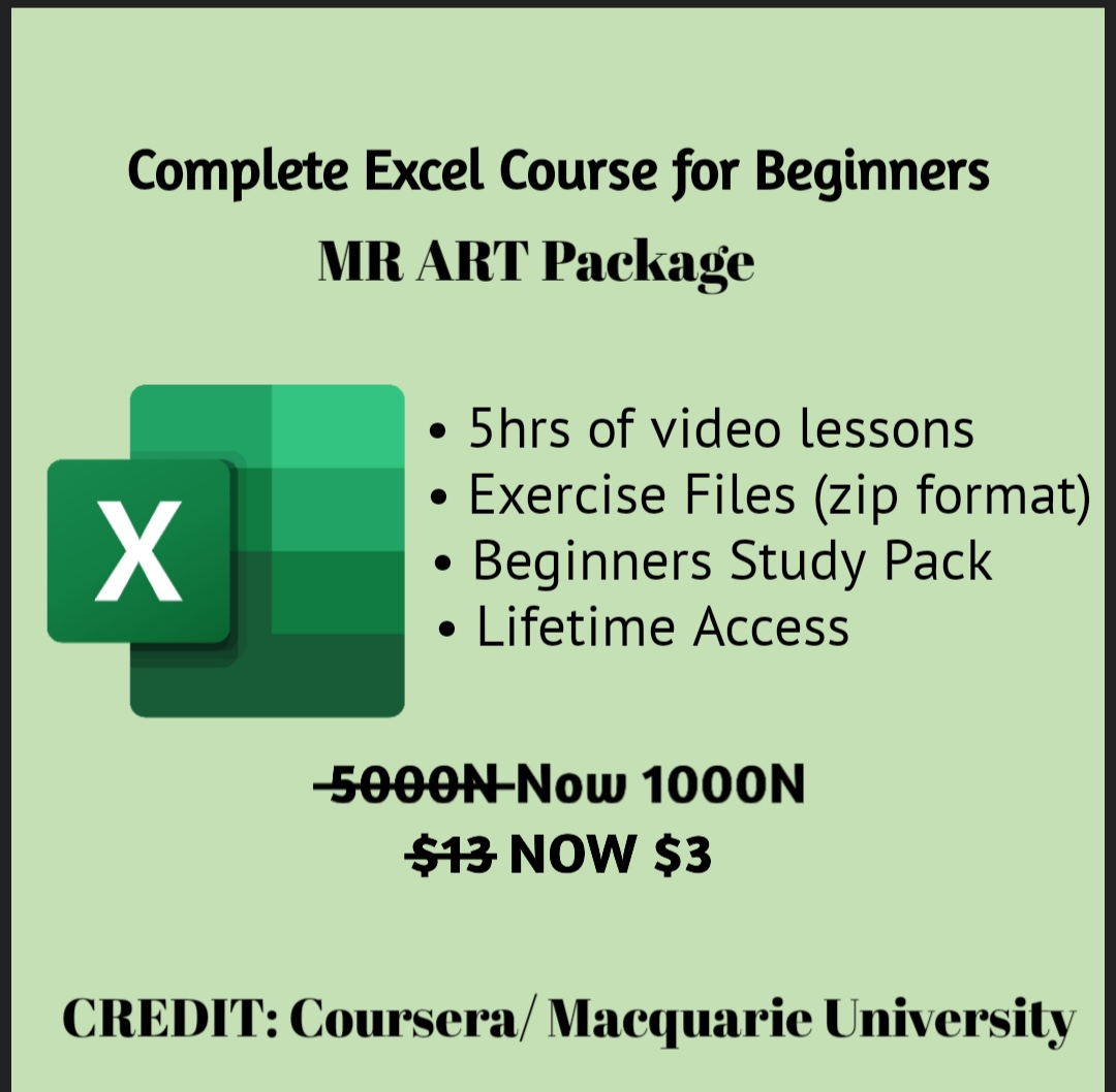 Buy Complete Excel Course for Beginners by MR_ART DIGITAL PRODUCTS on Selar