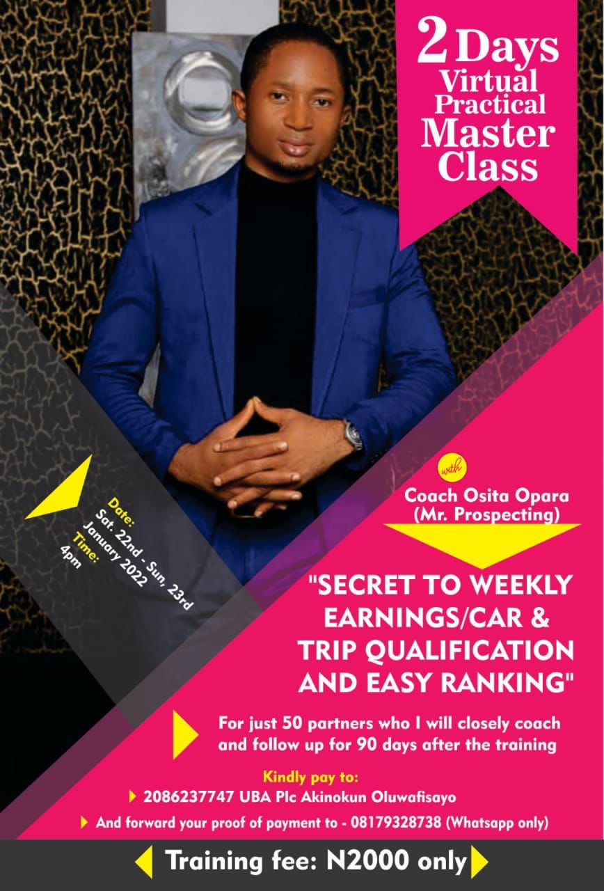Buy 2 DAYS VIRTUAL PRACTICAL MASTERCLASS WITH MR. PROSPECTING by OSITADINMA OPARA on Selar
