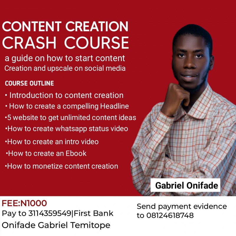 Buy Content Creation crash course by Gabriel Onifade on Selar