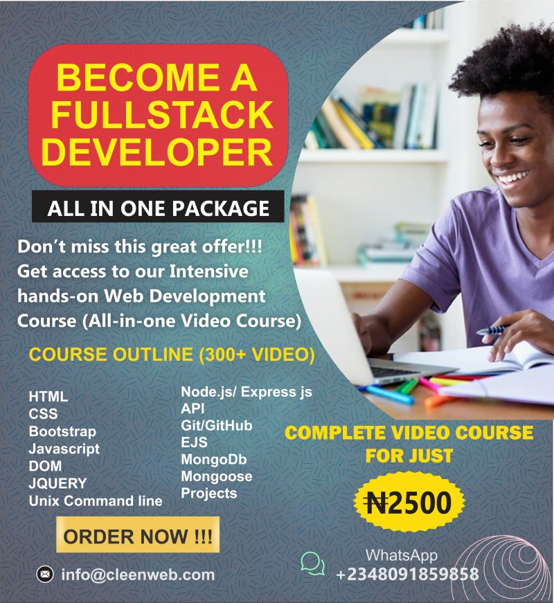 Buy Fullstack Video tutorial Course by Onwuzegha Chinonso Noah on Selar