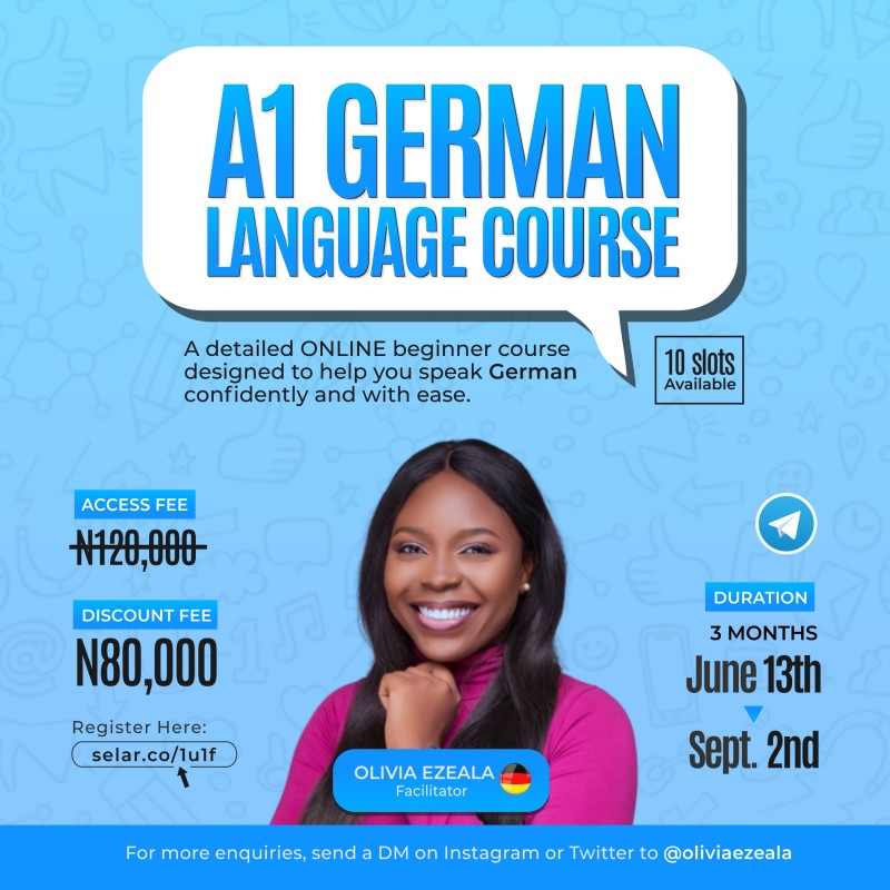 Subscribe A1 GERMAN LANGUAGE COURSE INSTALLMENT By Olivia Ezeala Subscribe A1 GERMAN LANGUAGE COURSE INSTALLMENT By Olivia Ezeala