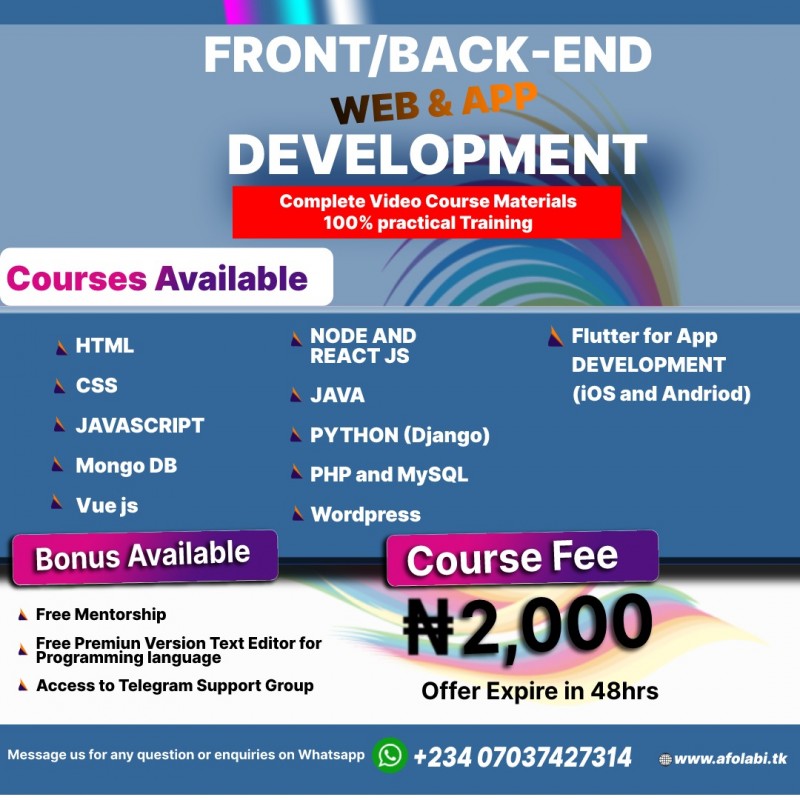 Buy Front/Back -End Web & App Development Course by Adelaja Afeez ...