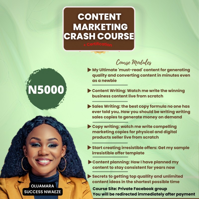 Buy Complete Content Marketing Crash Course by Oluamara Success Nwaeze ...