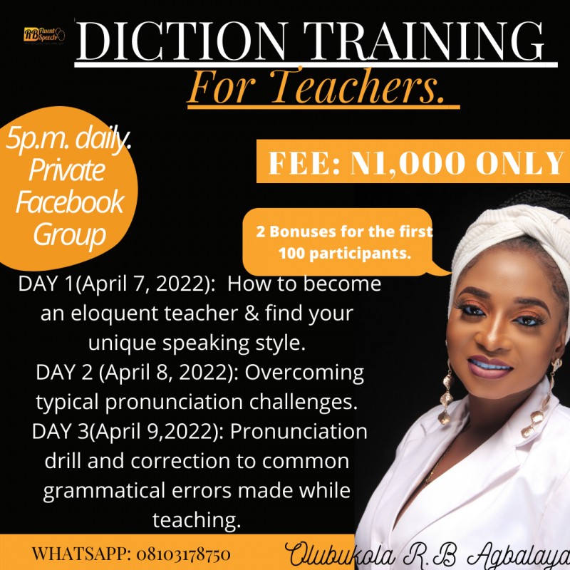 Buy DICTION TRAINING COURSE FOR TEACHERS by olubukola Agbalaya on Selar