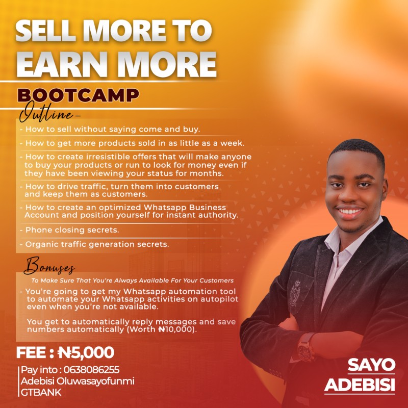 Buy Sell More To Earn More Bootcamp by Oluwasayofunmi Adebisi on Selar