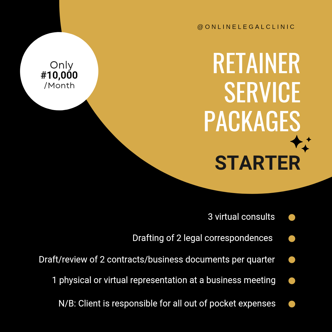 Subscribe RETAINER SERVICE PACKAGE (STARTER) by Online Legal Clinic on ...
