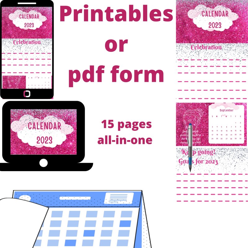 Buy Pink Printable calendar for 2023 by Baddies prints on Selar