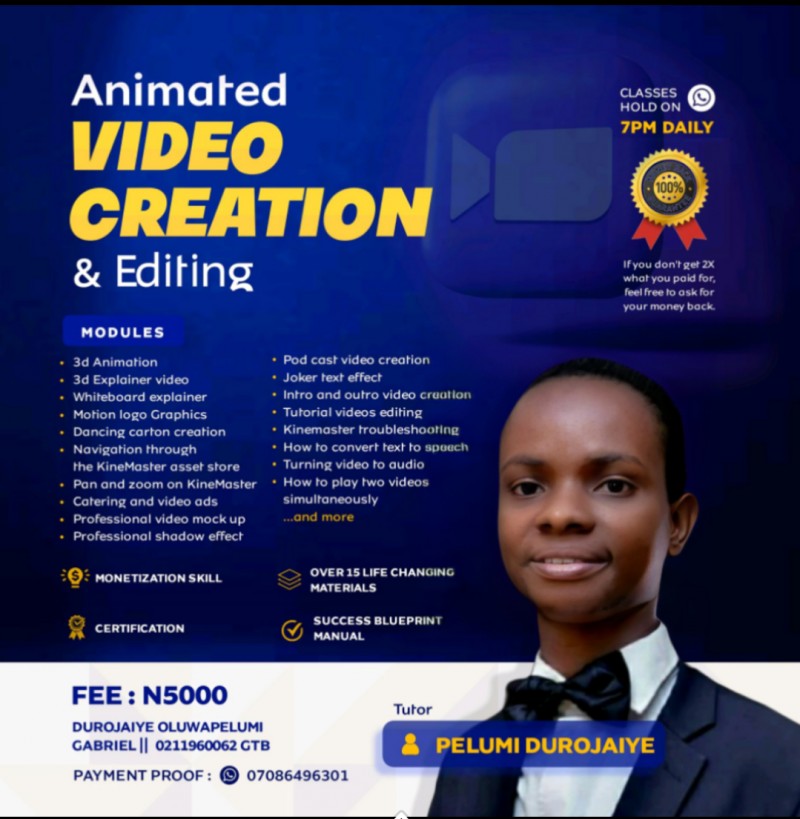 Buy ANIMATED VIDEO CREATION AND EDITING by Durojaiye Oluwapelumi on Selar