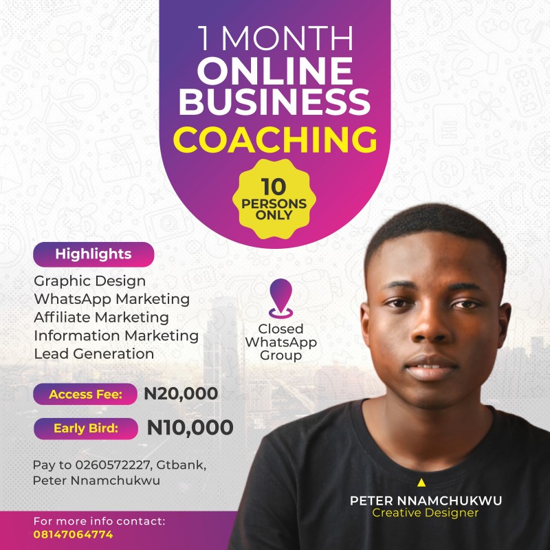 Buy 1 Month Online Business Coaching Program By Peter Nnamchukwu On Selar