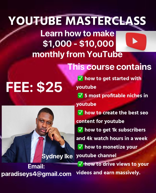 Buy YOUTUBE MASTERCLASS by Sydney ike on Selar