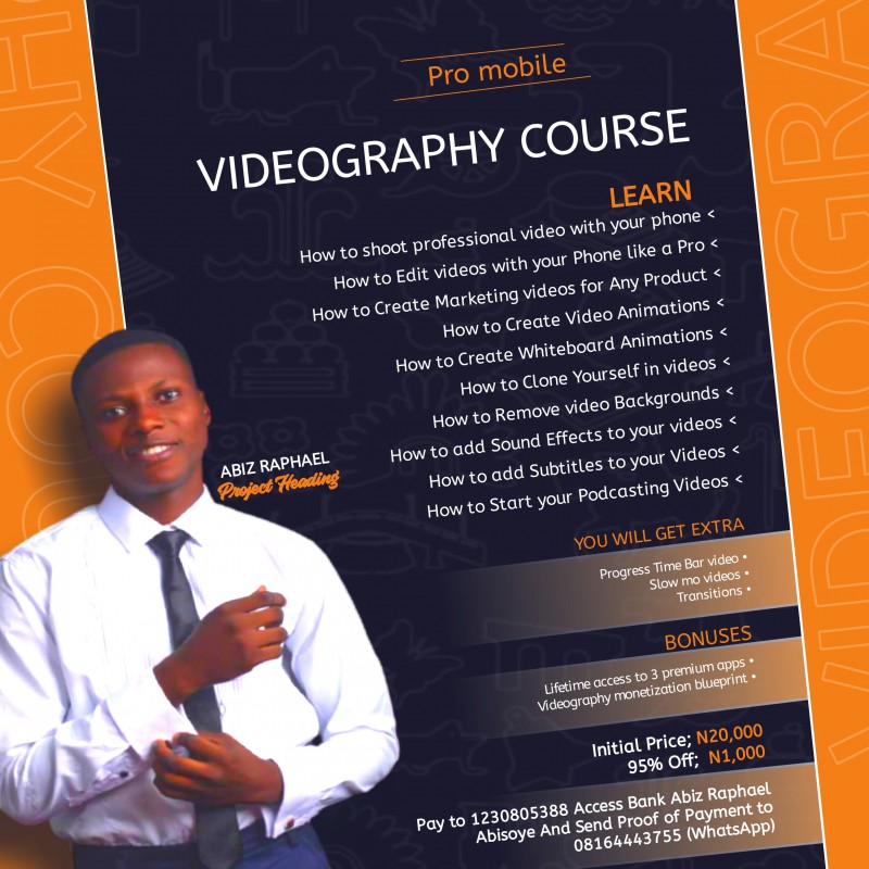 Buy Pro smartphone VIDEOGRAPHY by Rael Stores on Selar.co