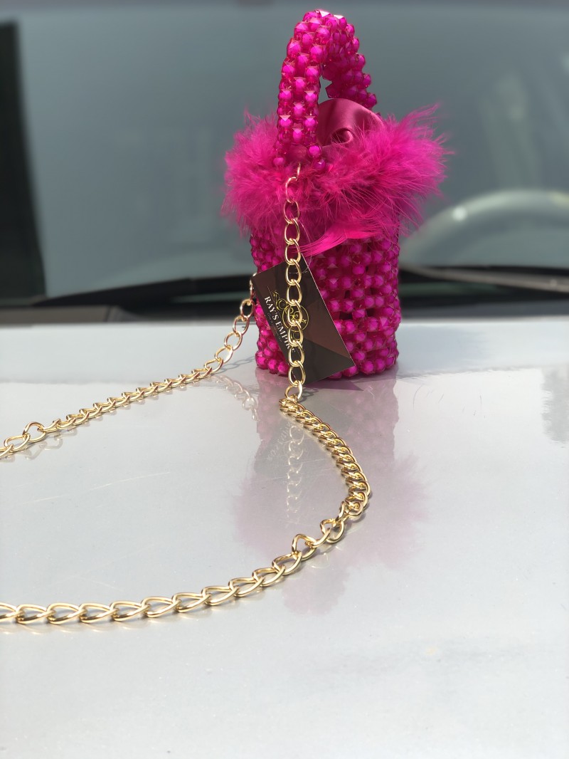 Buy Furry Pink mini bead bag by Racheal Edeki on Selar