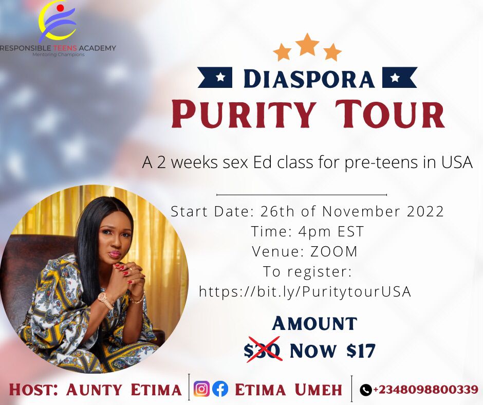 Buy Diaspora Purity Tour by Responsible Teens Coach- Aunty Etima Umeh on Selar