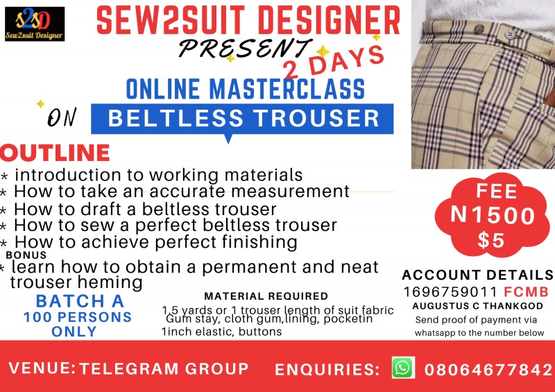Buy How to cut and sew beltless trouser by Augustus Chibuike ThankGod ...