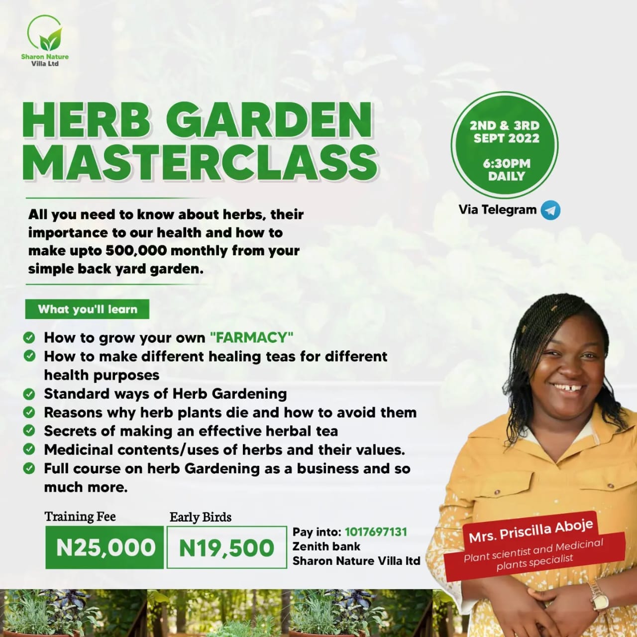 Buy HERB GARDEN MASTER CLASS by Sharon Nature Villa on Selar