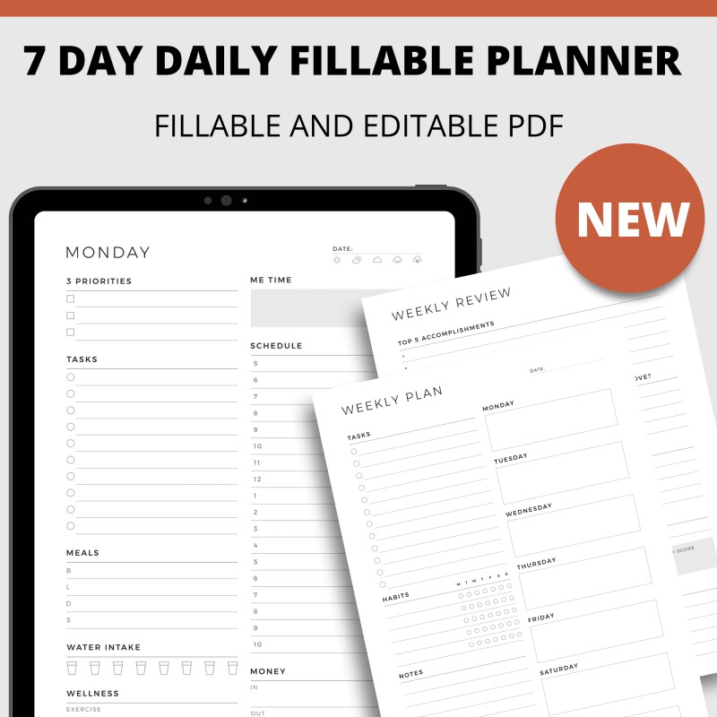 Get 7 Day Daily Fillable Planner by Simple Concept Planners on Selar