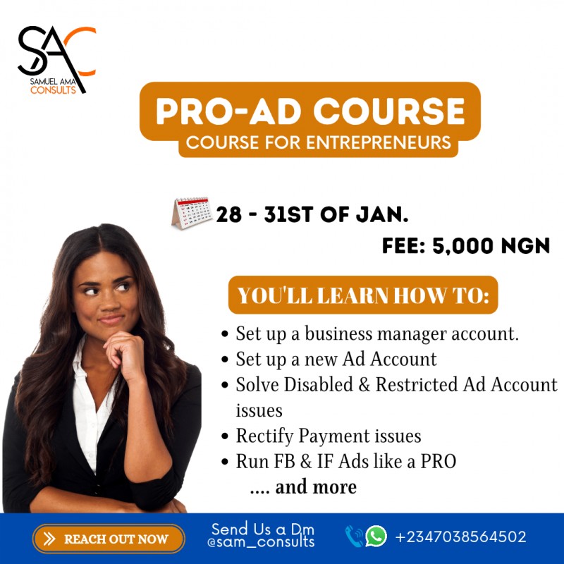 Buy PRO-AD COURSE by Samuel Ama on Selar