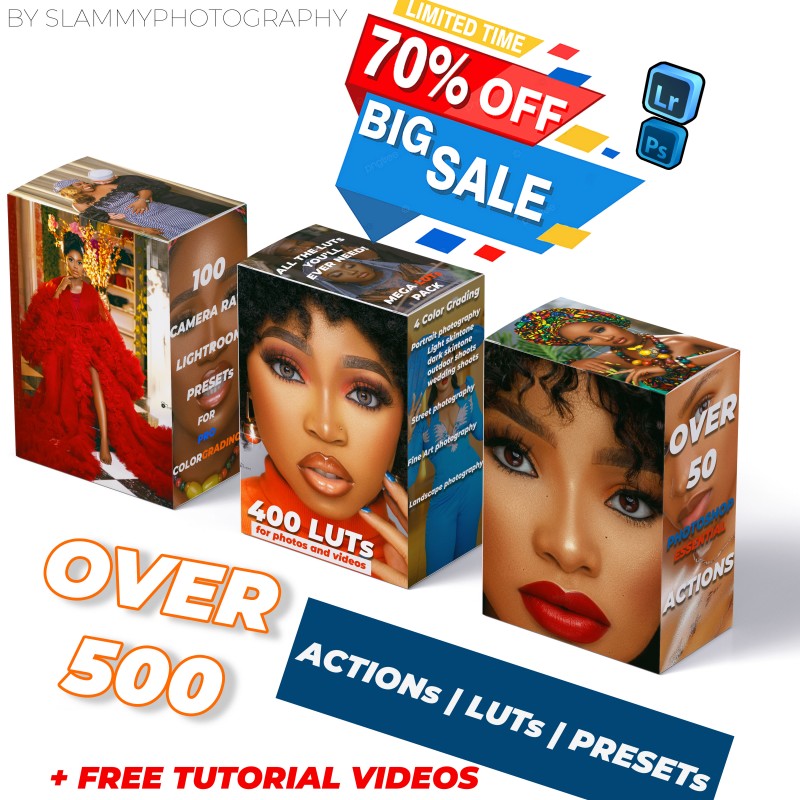 Buy over 500 LUTs, Action and Presets by Slammy photography on Selar