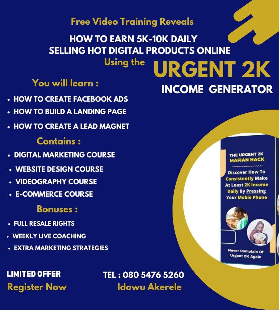 Buy Urgent 2k income generator by Akinbola stephen Oluwajomiloju on Selar