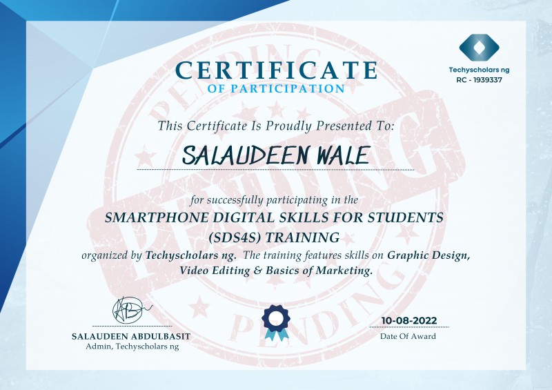 Buy SDS4S Training Certificate by Techyscholars Ng on Selar