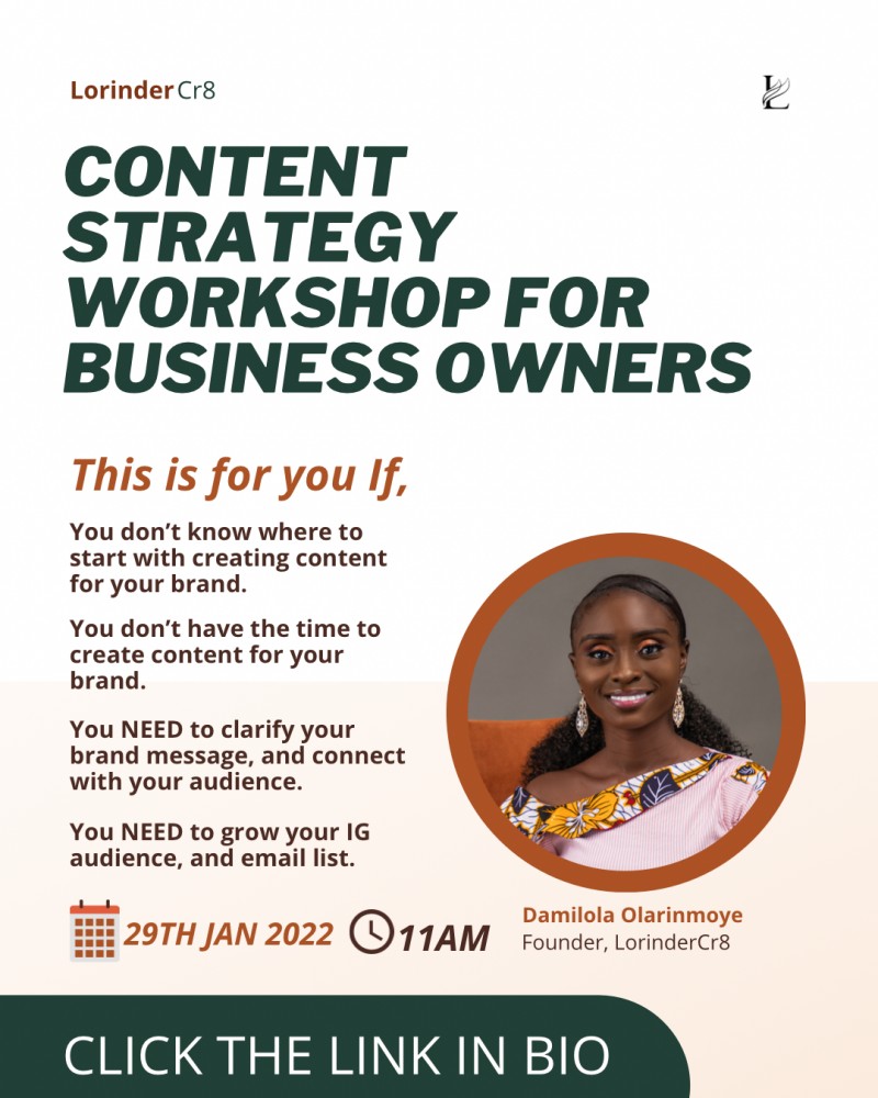 Get Content Strategy Workshop for Business Owners by Damilola ...