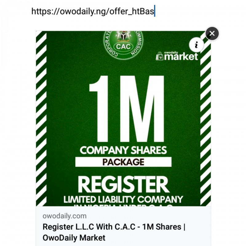 Buy Register L. L. C with CAC - 1M Share by Adebisi Oluwaseun on Selar