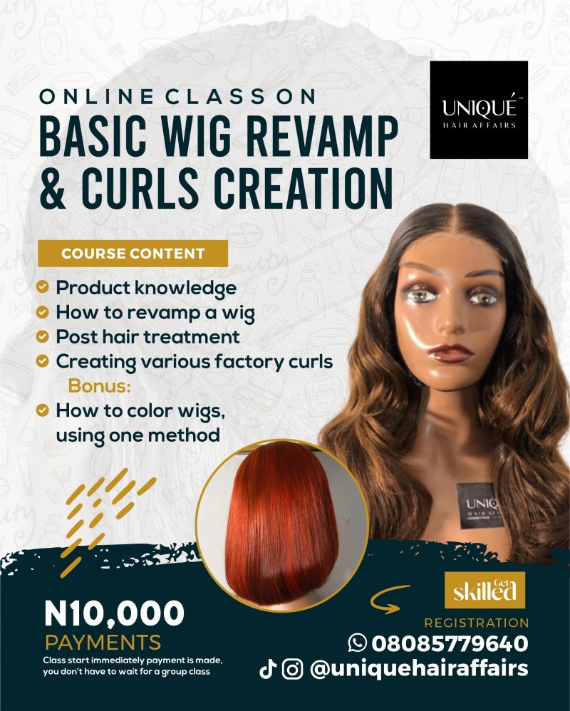 Buy WIG REVAMP & CURLS CREATION ONLINE COURSE by Uniquehairaffairs on Selar