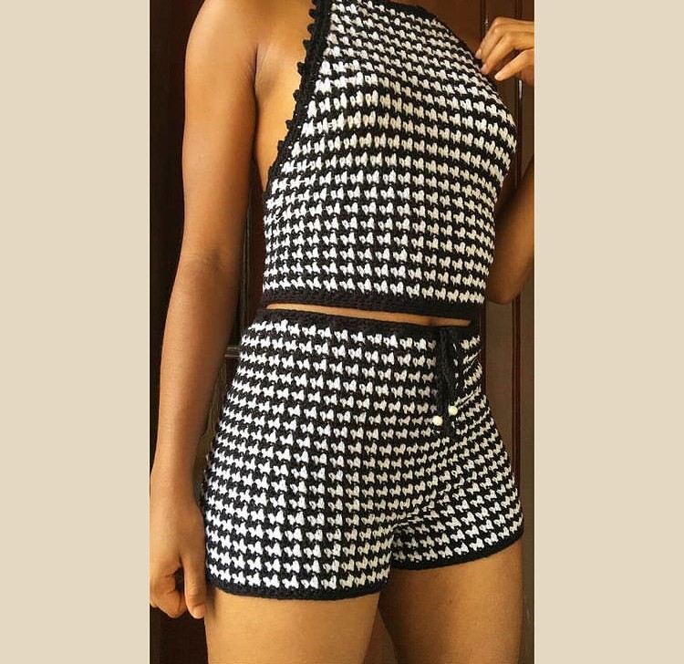 Buy Houndstooth two piece set by Isiohia Stephanie on Selar