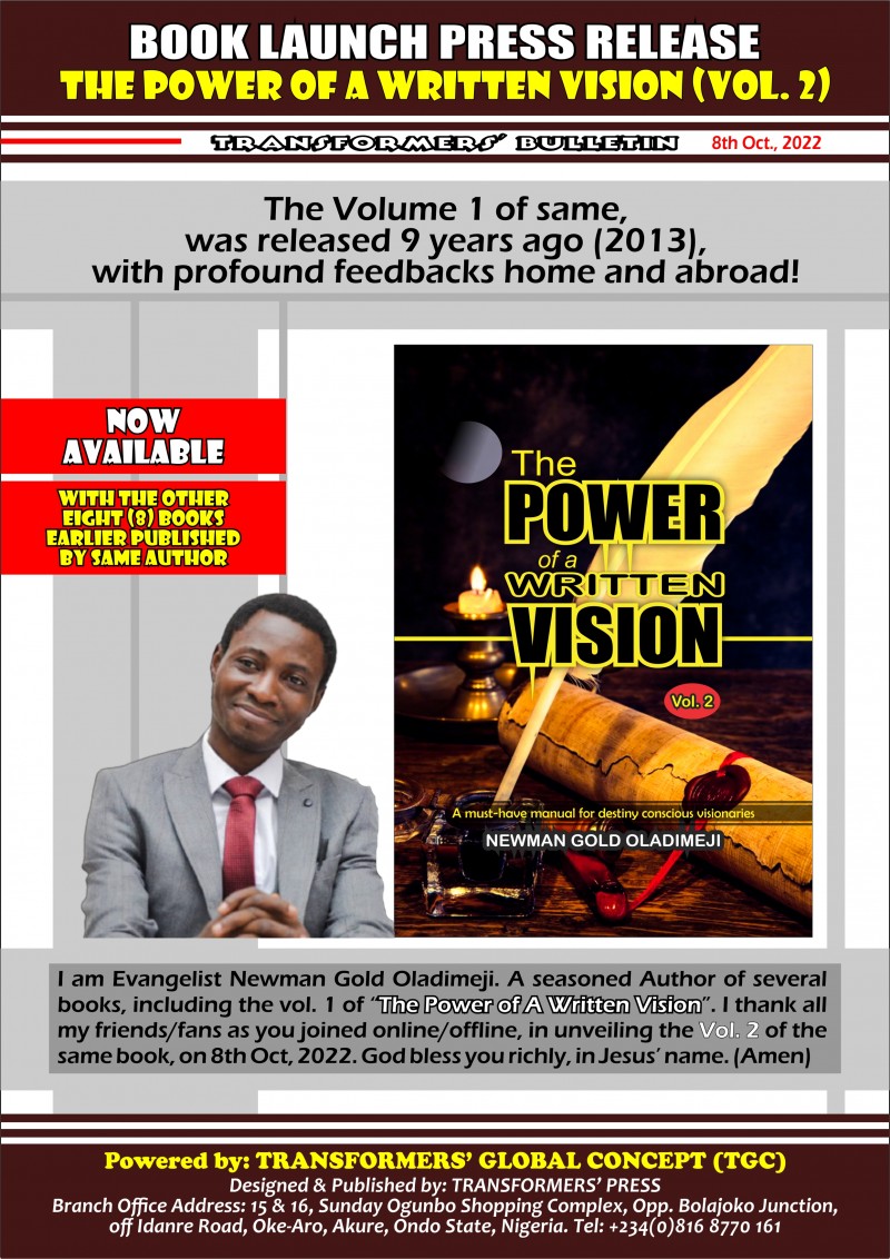 Get Launching Magazine of THE POWER OF A WRITTEN VISION (vol. 2) by Evangelist Newman O. Gold on ...