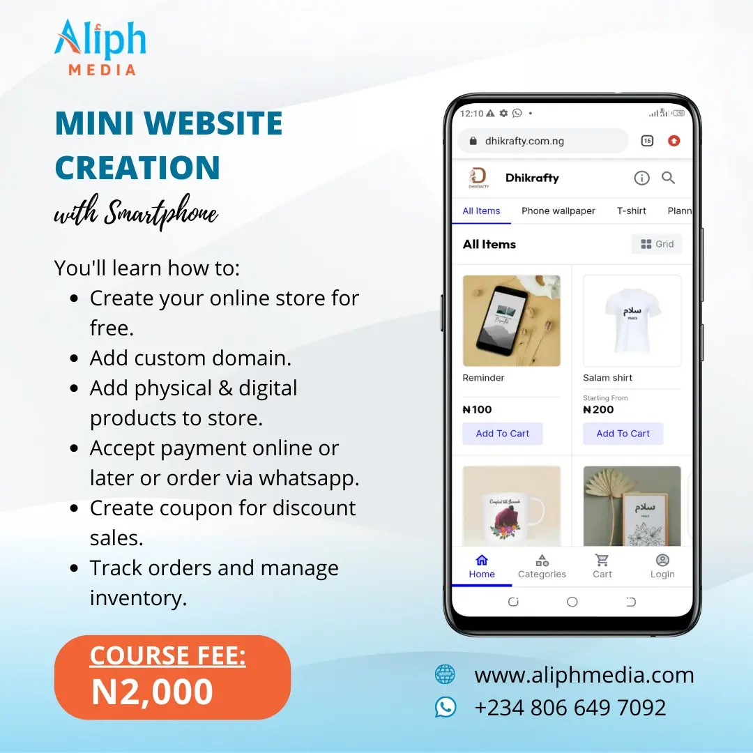 Buy Mini website creation by Aliph Media on Selar