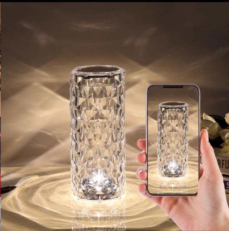 Buy LED Crystal Table Lamp Rose Light Projector 3/16 Colors Touch ...