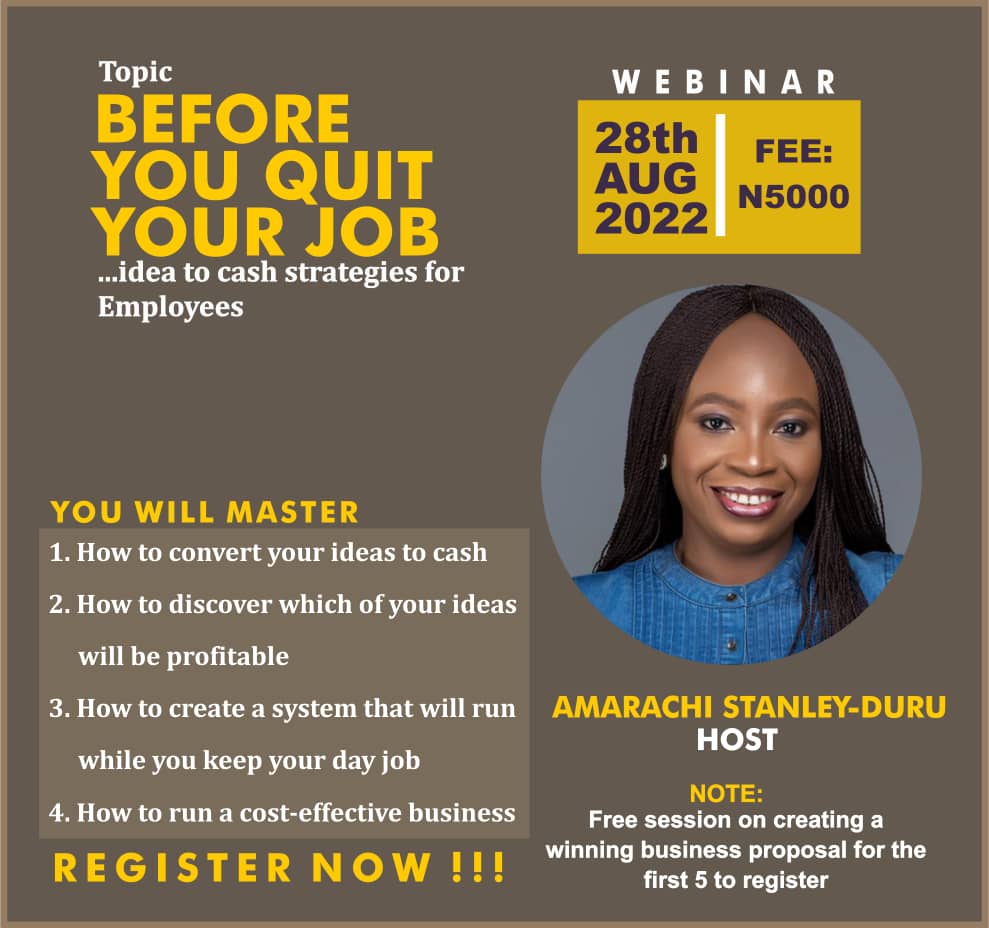 Get Webinar - Before you Quit Your Job by Amarachi Stanley-Duru on Selar
