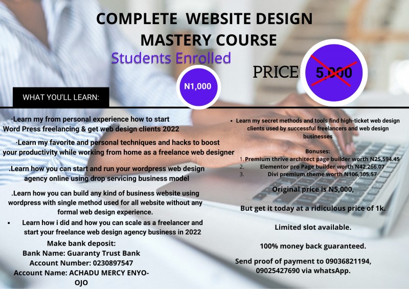 Buy COMPLETE WEBSITE DESIGN MASTERY COURSE by Mercy Peter on Selar