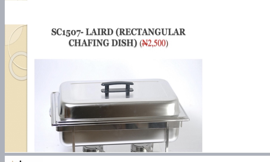 Buy Laird( Rectangular chaffing dish ) by Beautiful Ideas on Selar