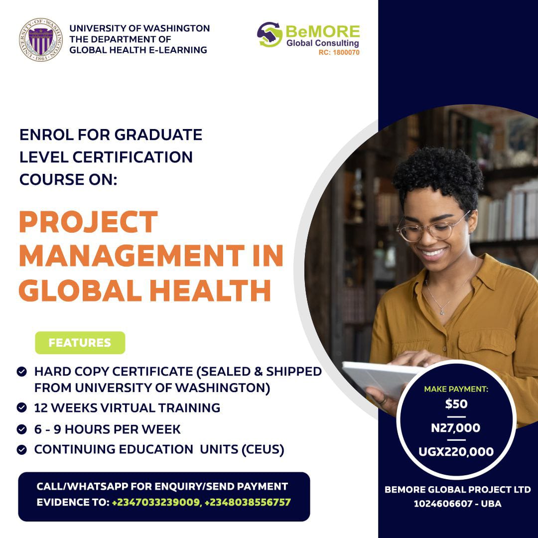 Buy PROJECT MANAGEMENT IN GLOBAL HEALTH COURSE - UNIVERSITY OF WASHINGTON by BeMORE Global ...