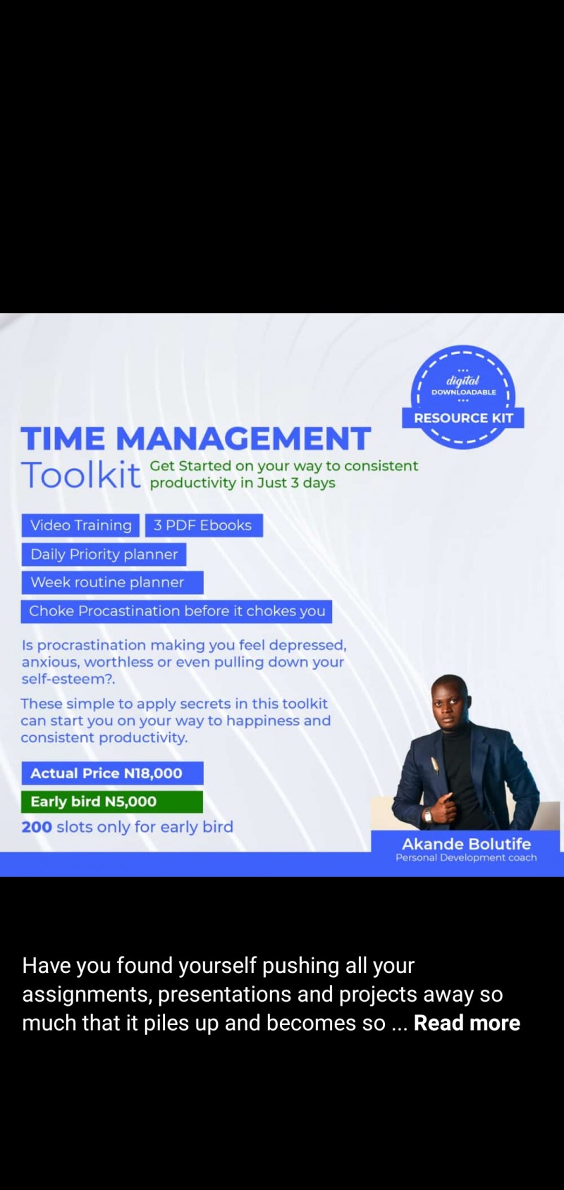 Buy Time management toolkit. by Bolutife Akande on Selar