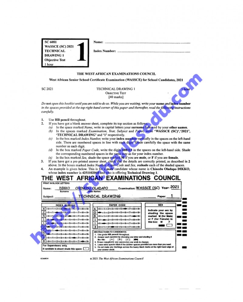 Buy WASSCE/WAEC Technical Drawing Past Question Booklet by obaleagbon ...
