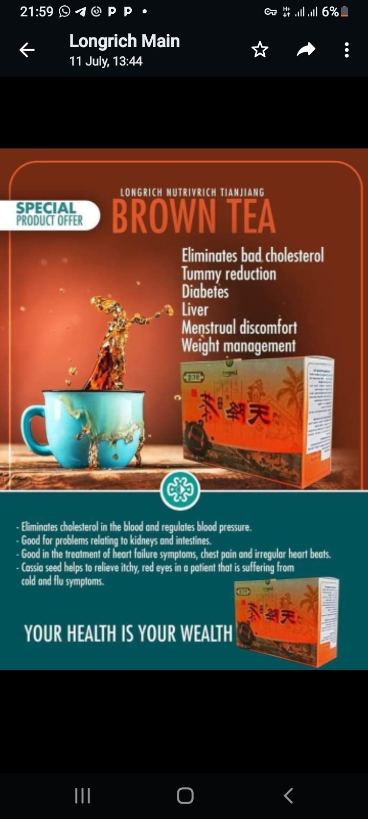 Buy Longrich Brown tea by LUX Health on Selar