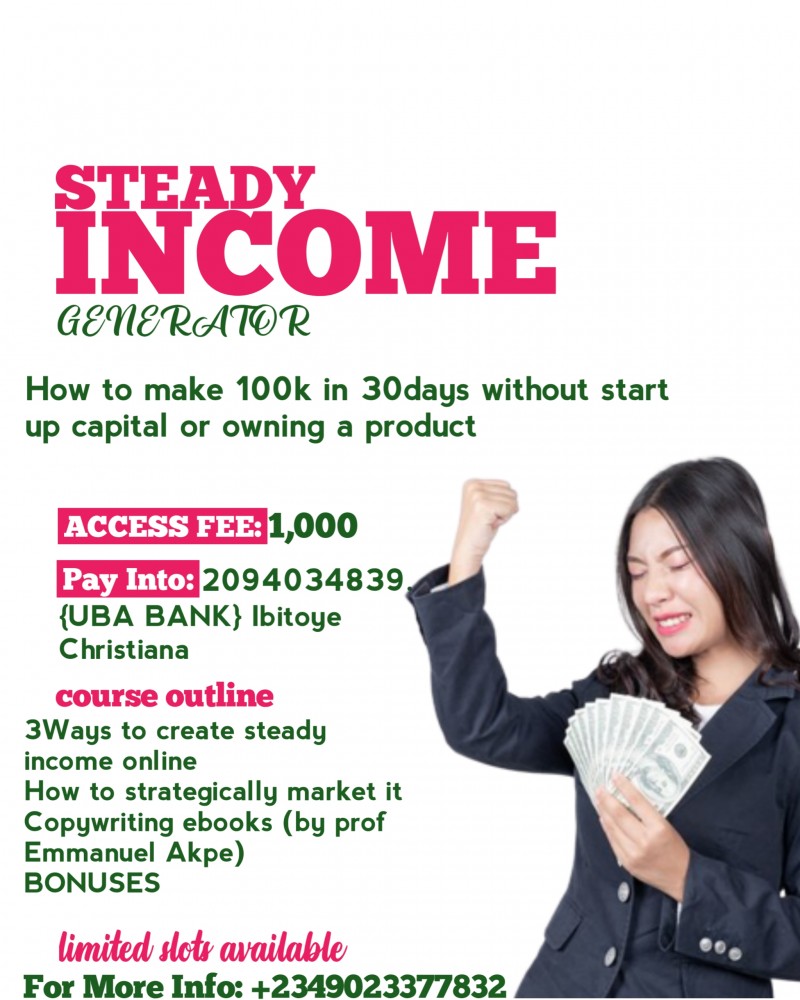 Buy STEADY INCOME GENERATOR by Chris Tiana on Selar