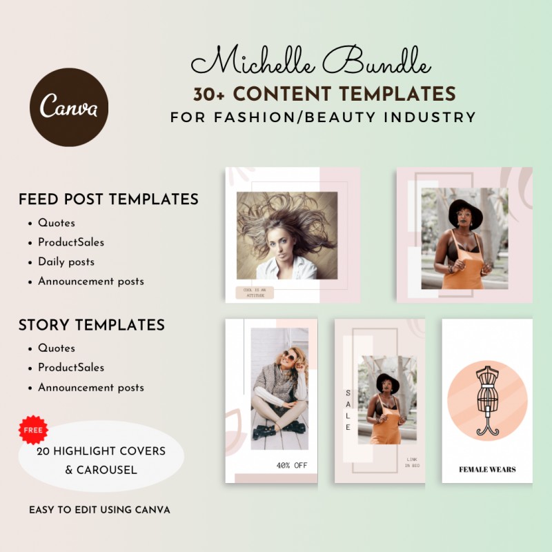 Buy MICHELLE INSTAGRAM BUNDLE ( Instagram Single posts Fashion or ...