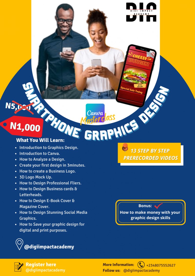 Buy Smartphone Graphics Design Course (Canva Masterclass) by Digi Impact on Selar