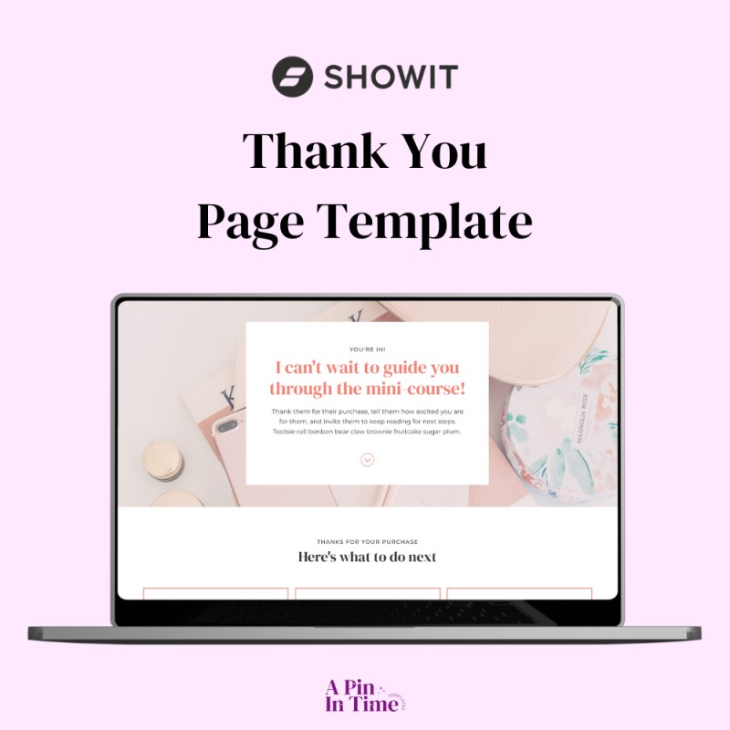 Buy Thank You Page Showit Template by A Pin In Time on Selar