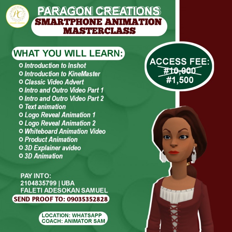 Buy PARAGON CREATIONS SMARTPHONE ANIMATION MASTERCLASS by Faleti Adesokan on Selar