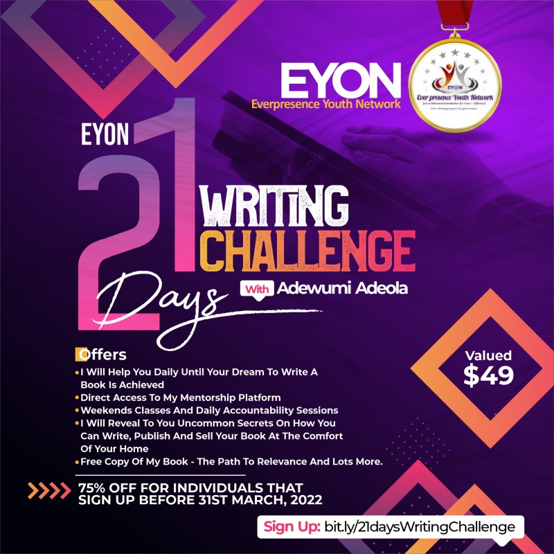 Buy EYON 21DAYS WRITING CHALLENGE by Sam Adewumi on Selar