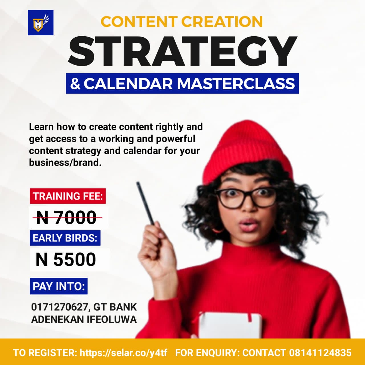 Buy CONTENT CREATION, STRATEGY & CALENDAR MASTERCLASS by Adenekan Ifeoluwa Moses on Selar