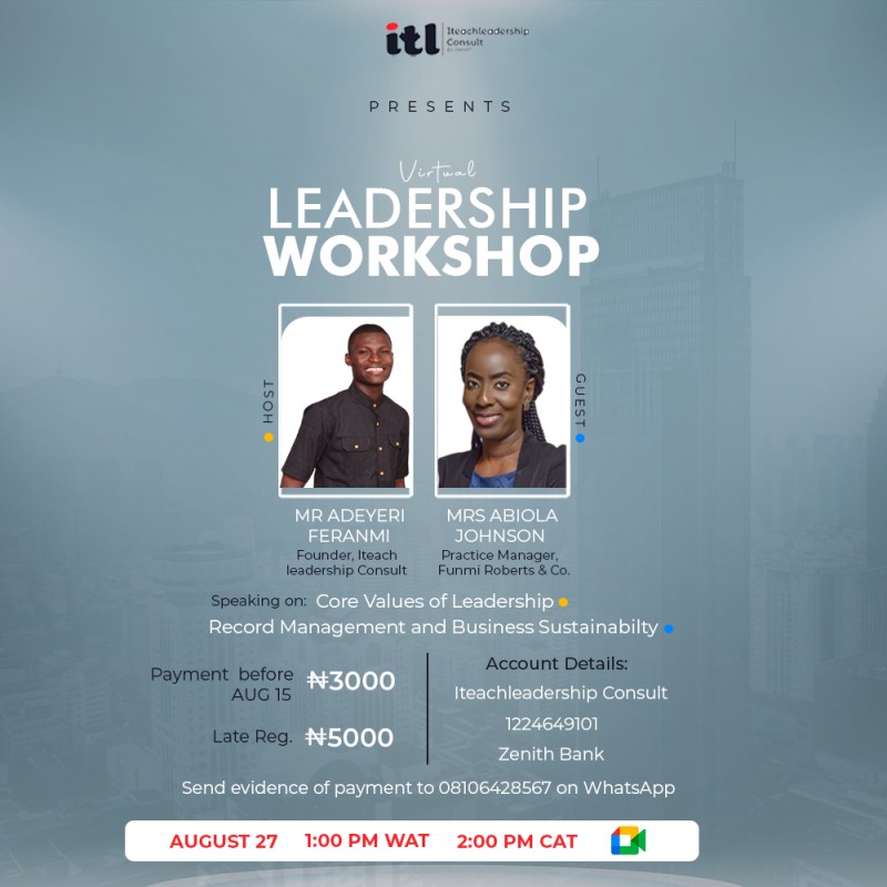 Buy LEADERSHIP WORKSHOP by iteachleadership Consult on Selar