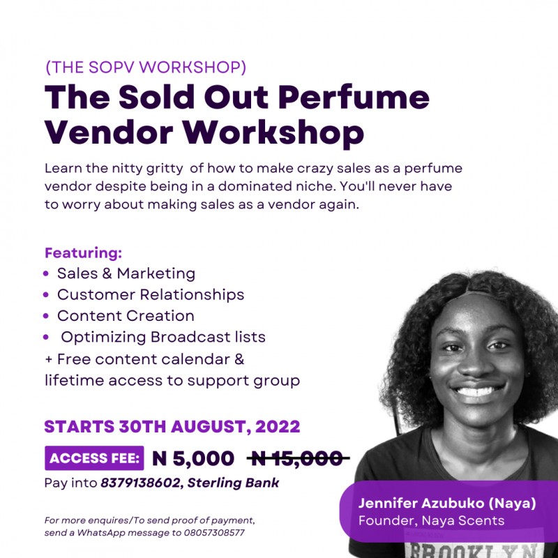 Buy The Sold Out Perfume Vendor Workshop by Jennifer Azubuko on Selar