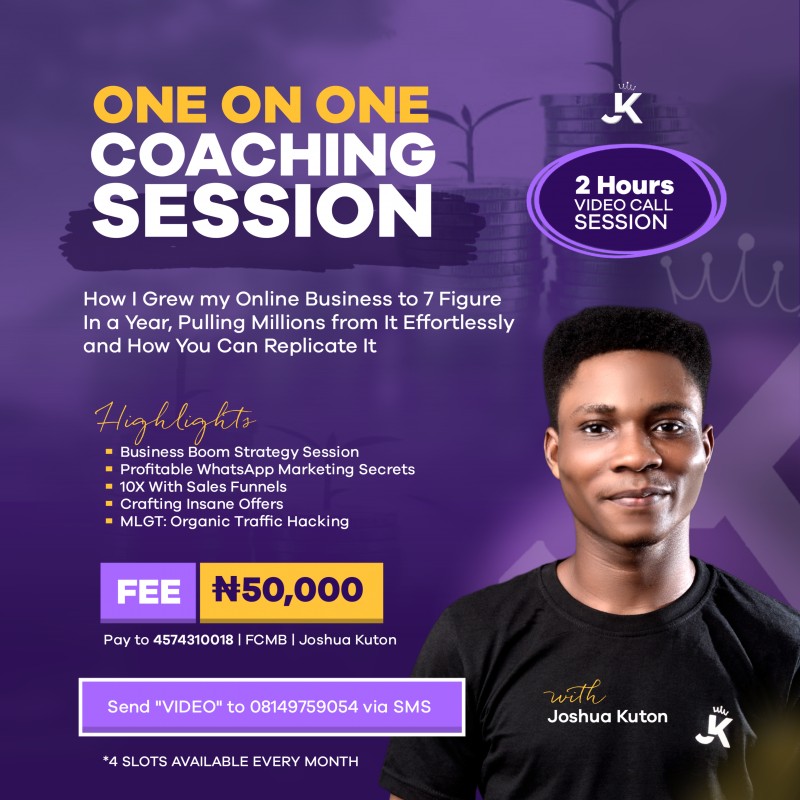 Buy One On One Coaching Session by Joshua Kuton on Selar