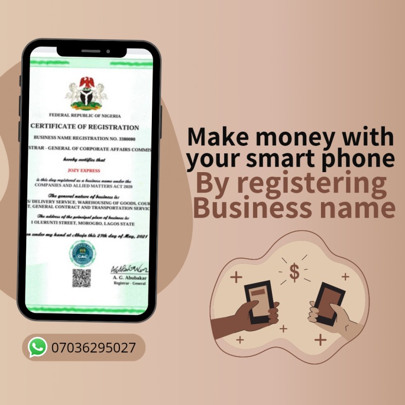 Buy MAKE 20K WEEKLY FROM YOUR SMART PHONE BY REGISTERING BUSINESS NAME by Joy Nnebuo on Selar